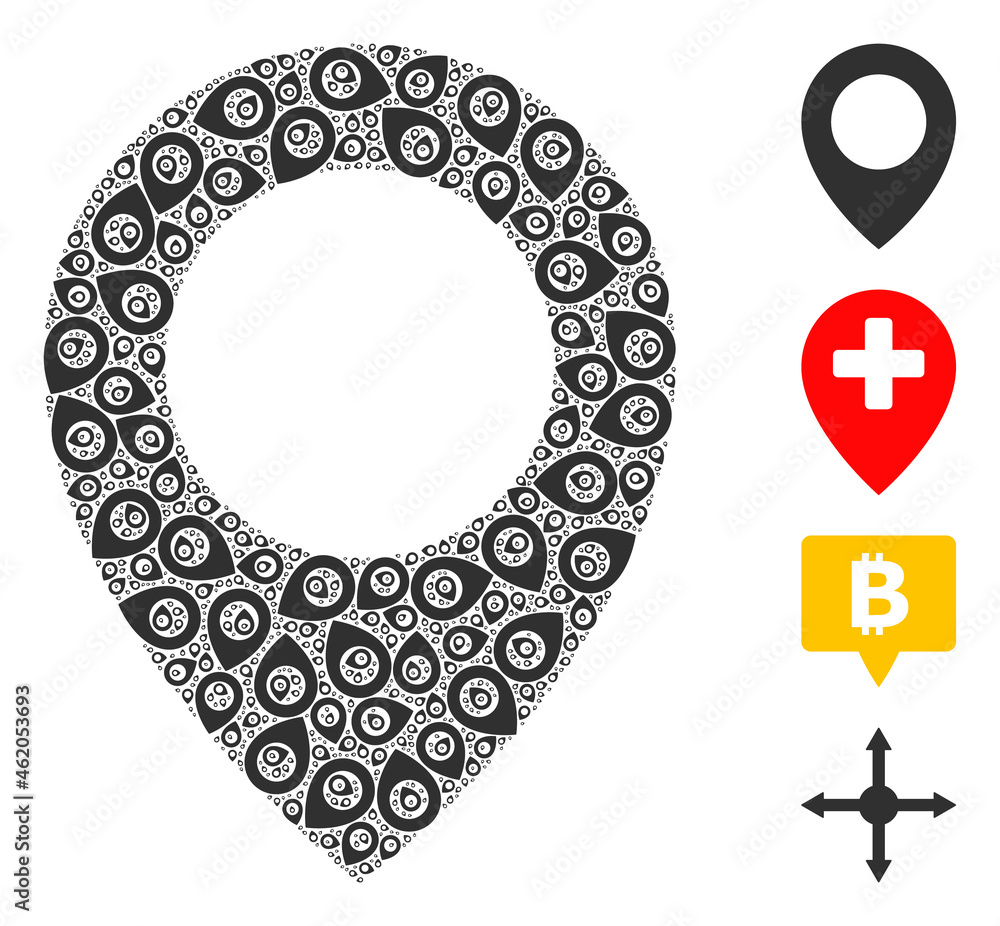 Vector Map Pointer Collage Is Created From Random Recursive Map Pointer 1983