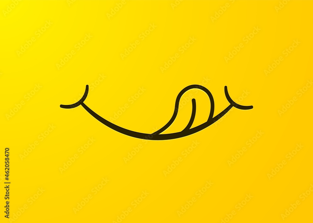 Yammy smile. Tasty emoji with tongue. Vector cartoon hungry emoticon ...
