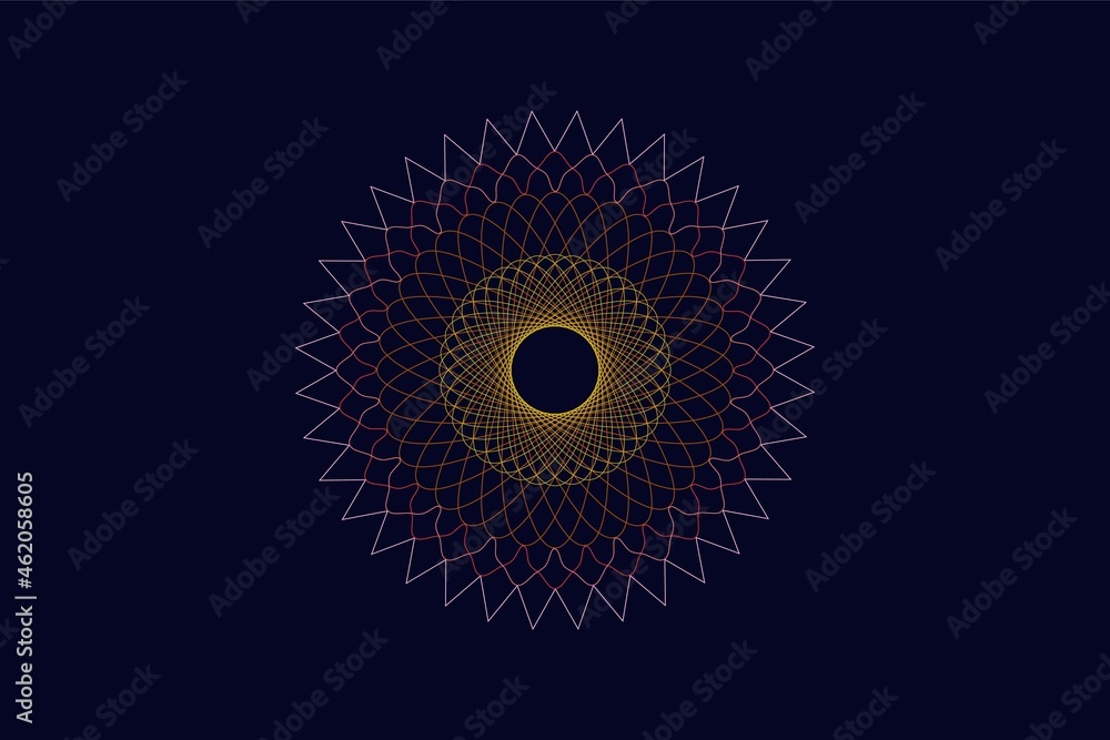 Vector graphic of Guilloche pattern on dark blue background. Vector ...