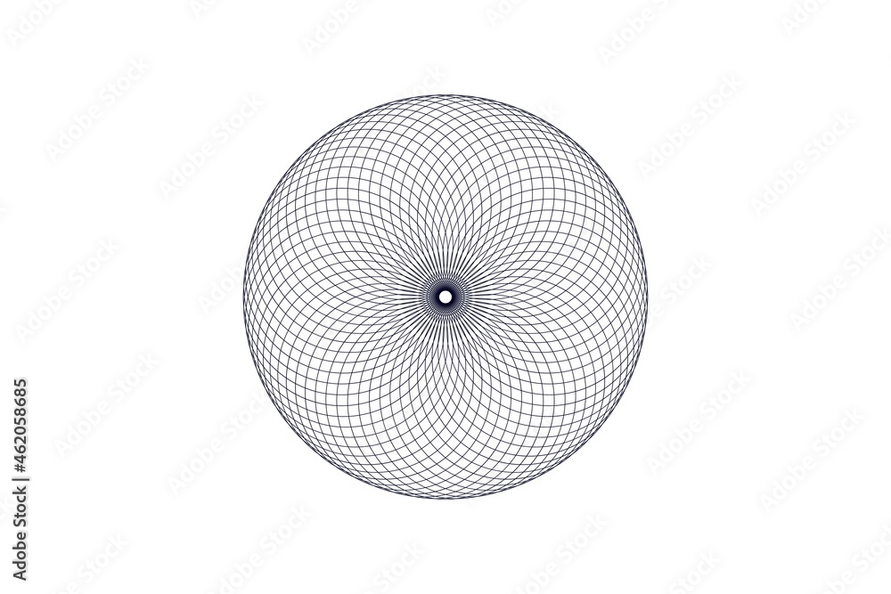Vector graphic of Guilloche pattern on white background. Rosette (line ...