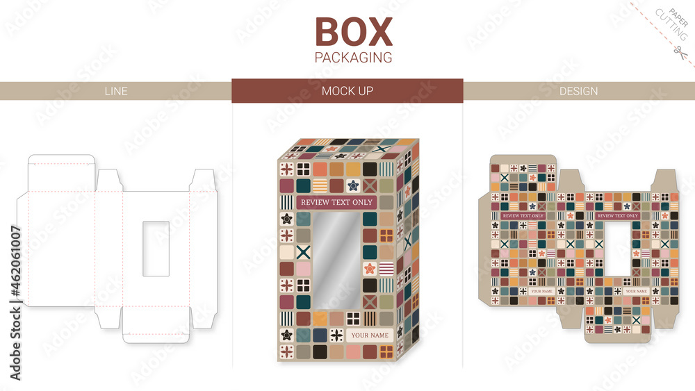 mozaik box packaging and mockup die cut template Stock Vector | Adobe Stock
