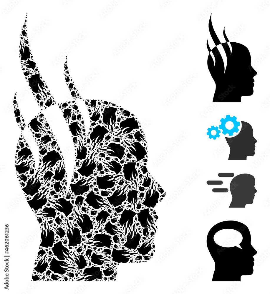 Vector brain steam collage is organized from repeating itself brain ...