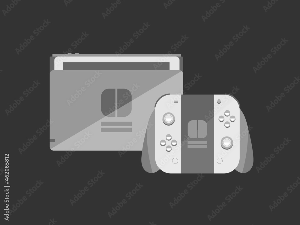 Nintendo switch hybrid tablet console illustration. Flat minimal ...