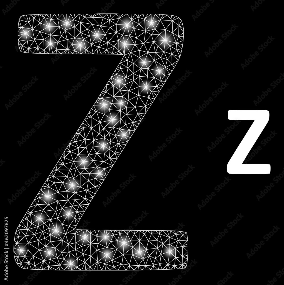 Vecteur Stock Glossy mesh vector Zeta Greek symbol with glow effect ...