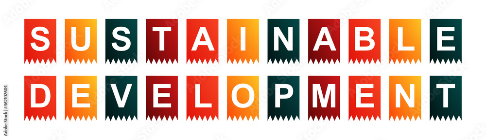 Sustainable Development - text written on Isolated Shapes with White ...