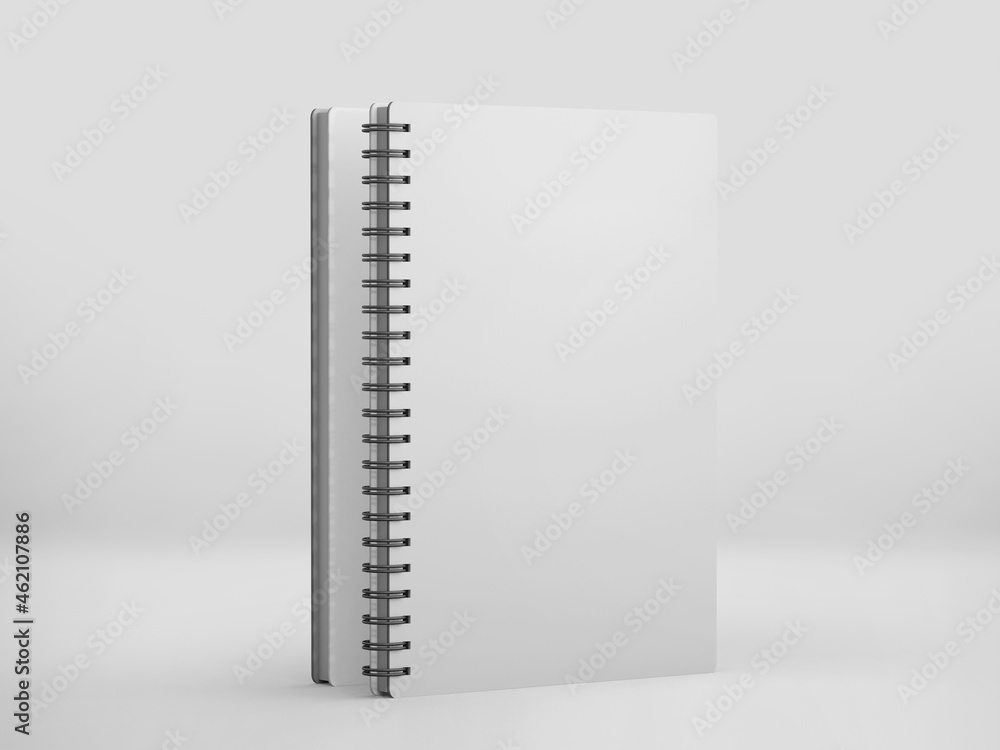 White Spiral notebook mockup, blank workbook notepad template, 3d ...