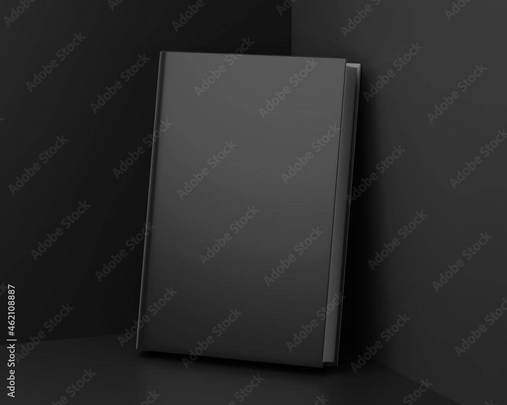 Black HardCover Book Mockup, Dark Blank paper book template, 3d ...