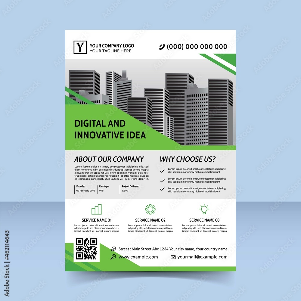 green soft digital and innovative idea business Flyer Template Design ...