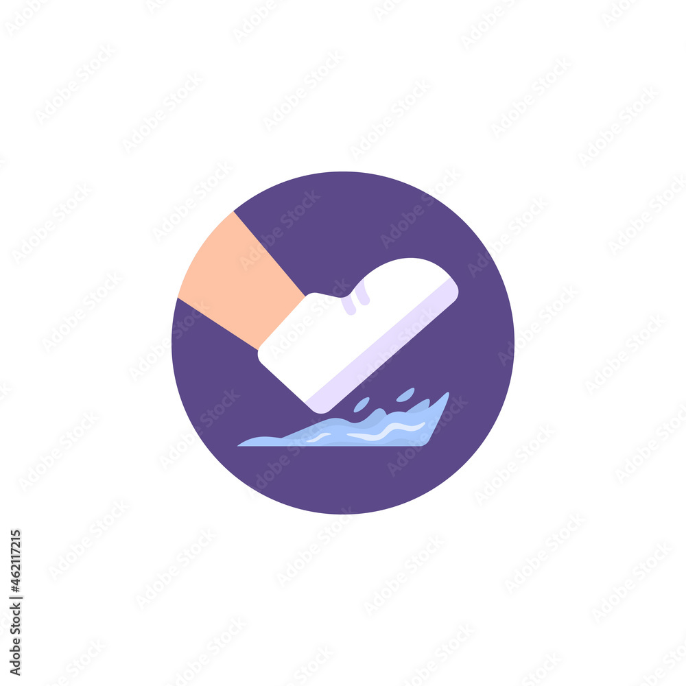 wet floor icon concept, slippery floor, there is a puddle. illustration ...