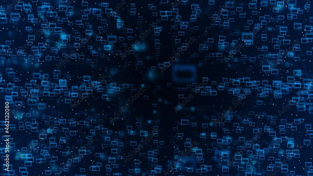 abstract dark blue digital grid data Data Stream Tunnel into communication technology background ...