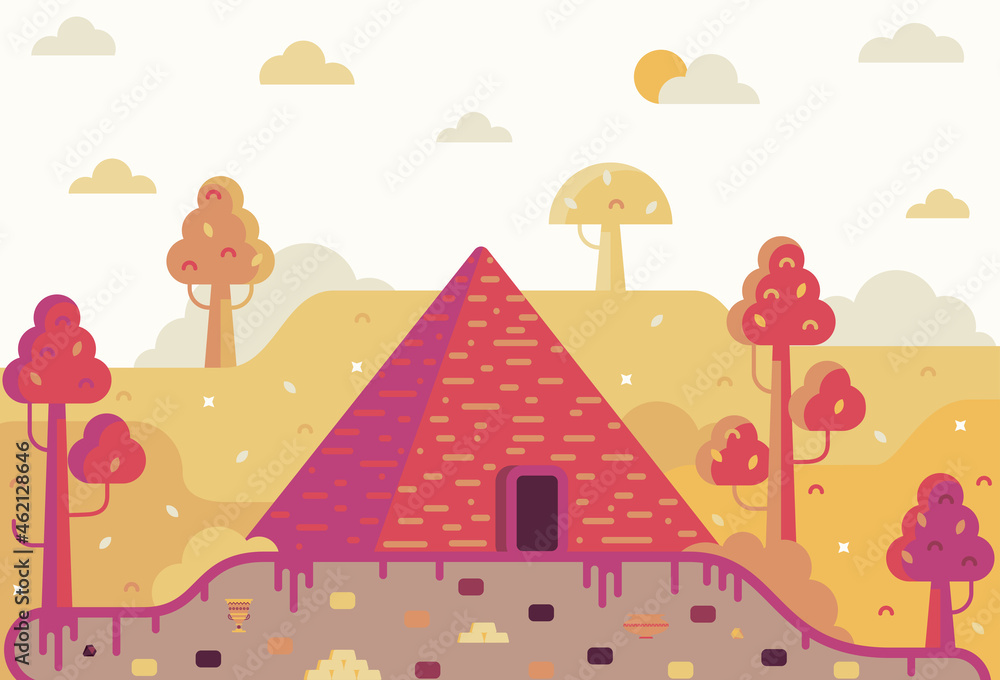 Treasure pyramid - illustration for a computer game. Vector cartoon ...