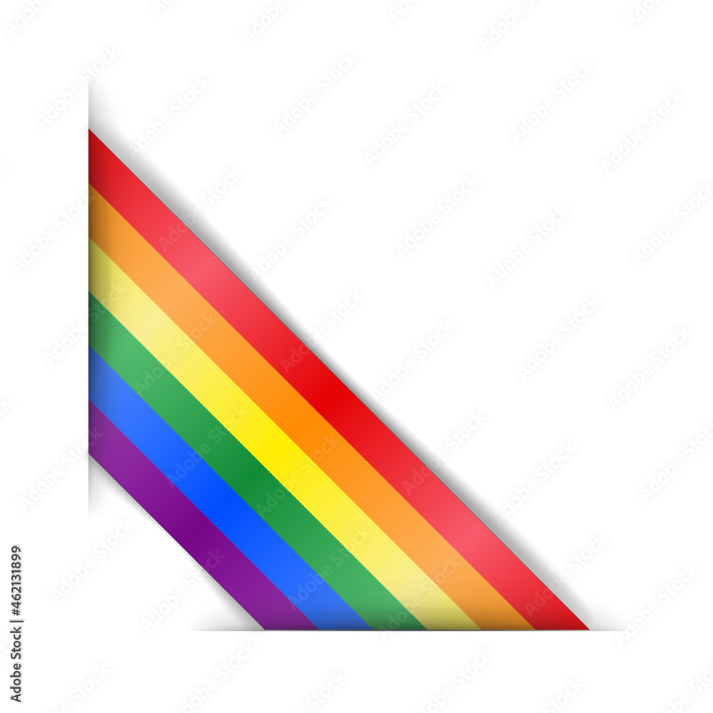 LGBT community flag. Realistic LGBT pride flag. Corner banner isolated ...