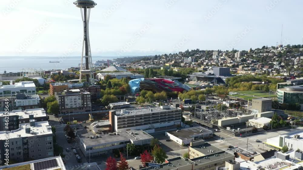 Cinematic 4K aerial drone dolly footage of downtown Seattle, Uptown ...