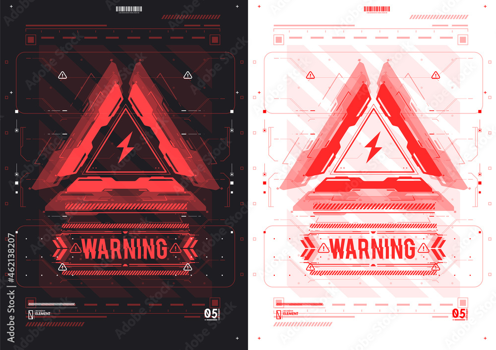 Caution futuristic ski-fi UI design elements in modern technology style ...