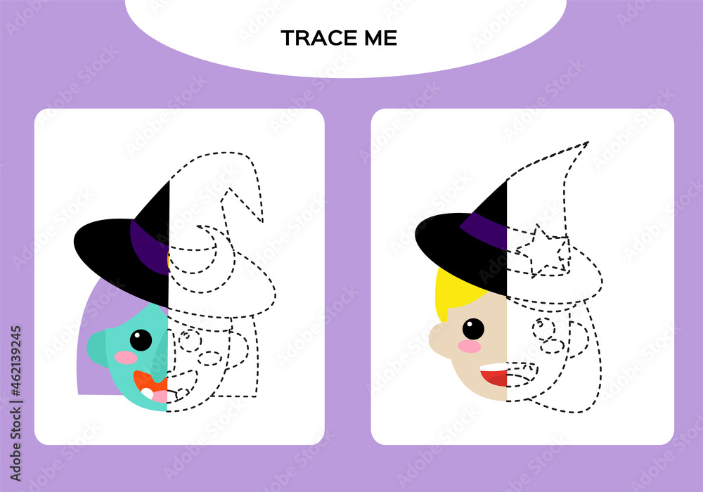 Witch and Cute Little Witch worksheet. Education Game for Children ...