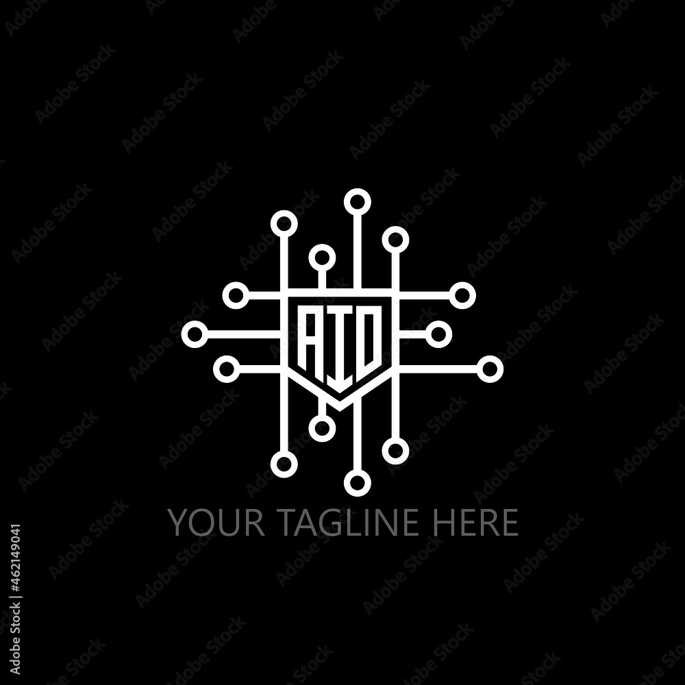 AIO letter logo design on black background.AIO creative initials letter ...