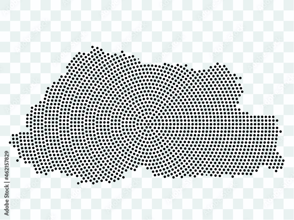Abstract black map of Bhutan - planet dots planet, isolated on ...