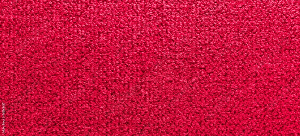 Panorama of Factory fabric of red color . Close-up long and wide ...