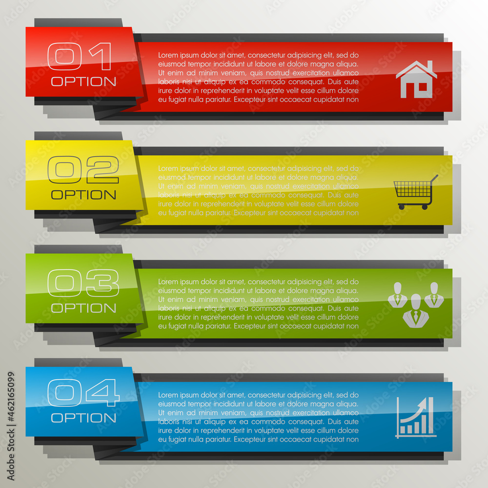 Graphic composition for your business presentations. Four glossy strip ...