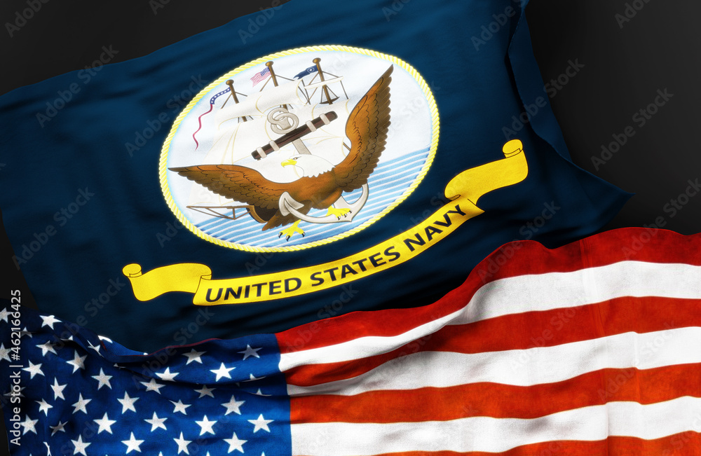 Flag of the United States Navy along with a flag of the United States ...