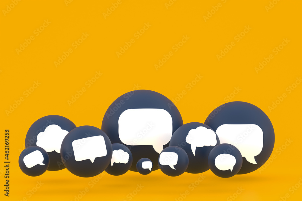 Idea comment or think reactions emoji 3d render,social media balloon ...