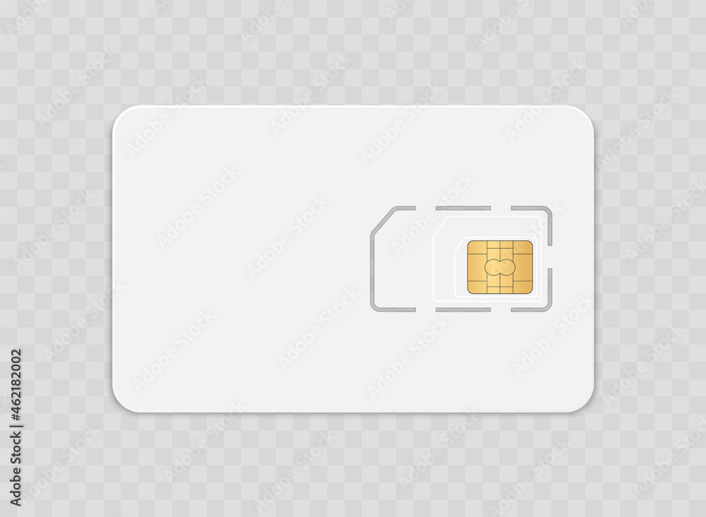 Sim card isolated on transparent background. Smart cell wireless ...