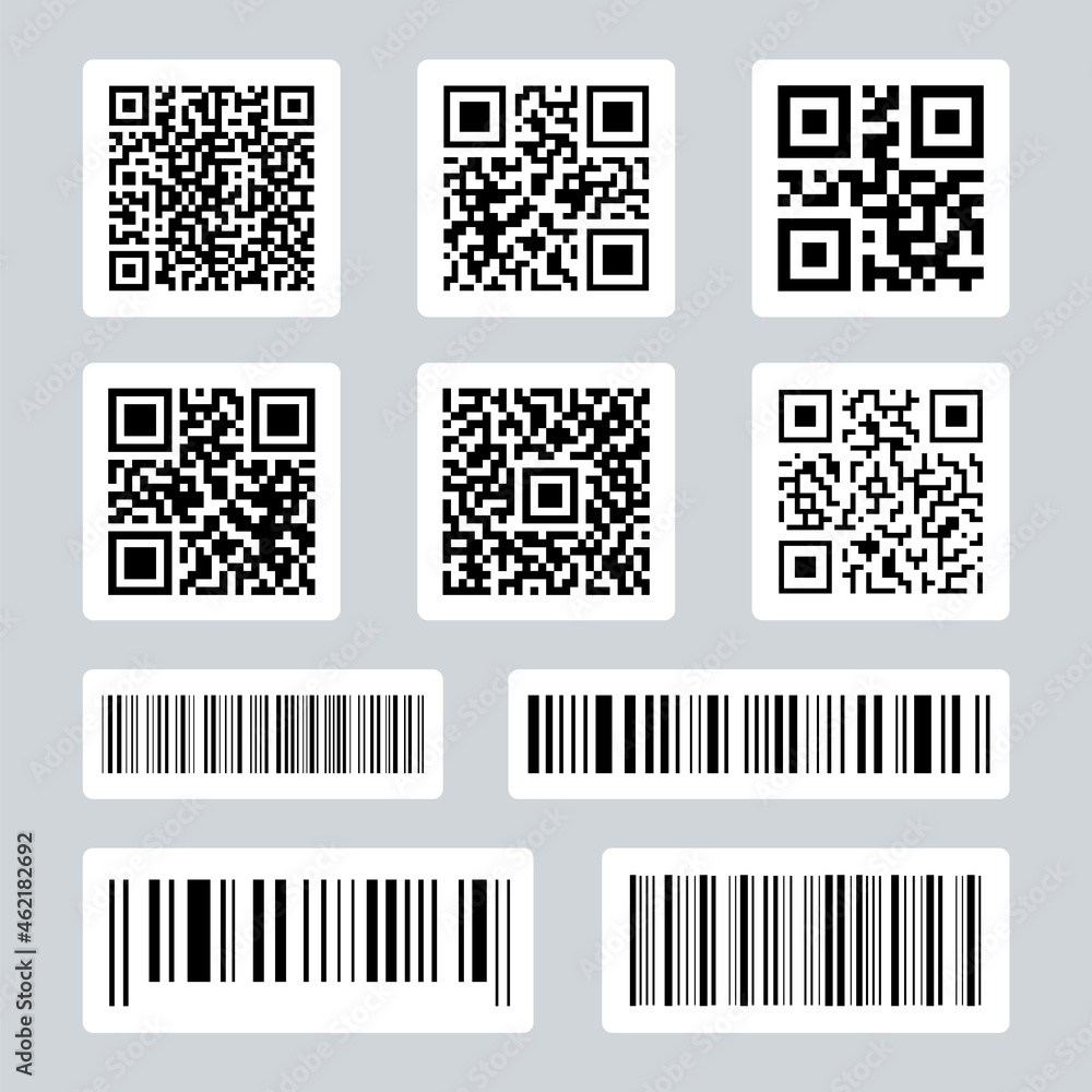 Set of barcodes and QR codes. Code information. Industrial barcodes ...