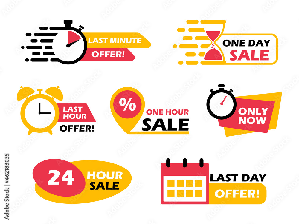 Sale countdown badge set. Limited offer with timer for promotion. Last ...