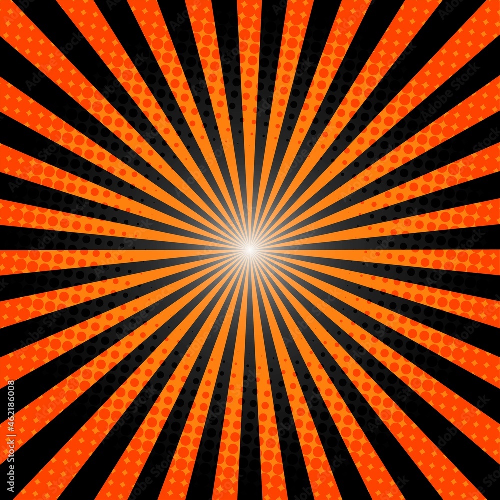 Orange and Black Sunburst Pattern Background. Rays. Sunburst background ...