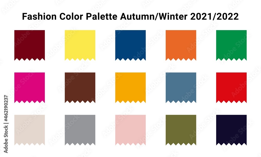 Fashion color palette 2021 2022. Trend colour forecast swatch for ...