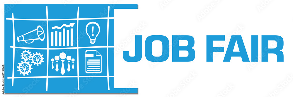 Job Fair Blue Business Symbols Grid Left Box Horizontal Stock ...