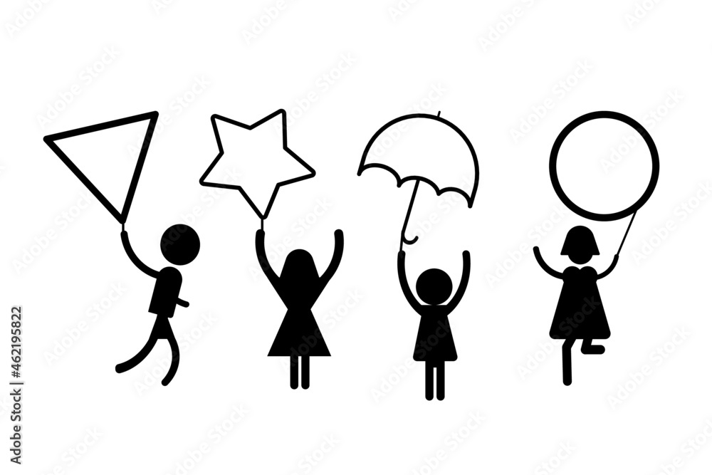 Symbol design. Circle, Triangle, Star, Umbrella, Square shape with ...