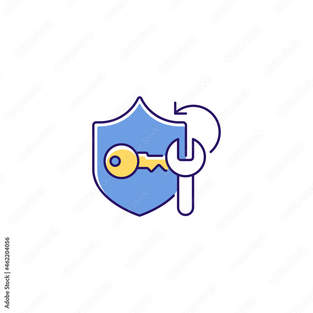 Password cracking RGB color icon. Safeguard protection. Cracker app ...