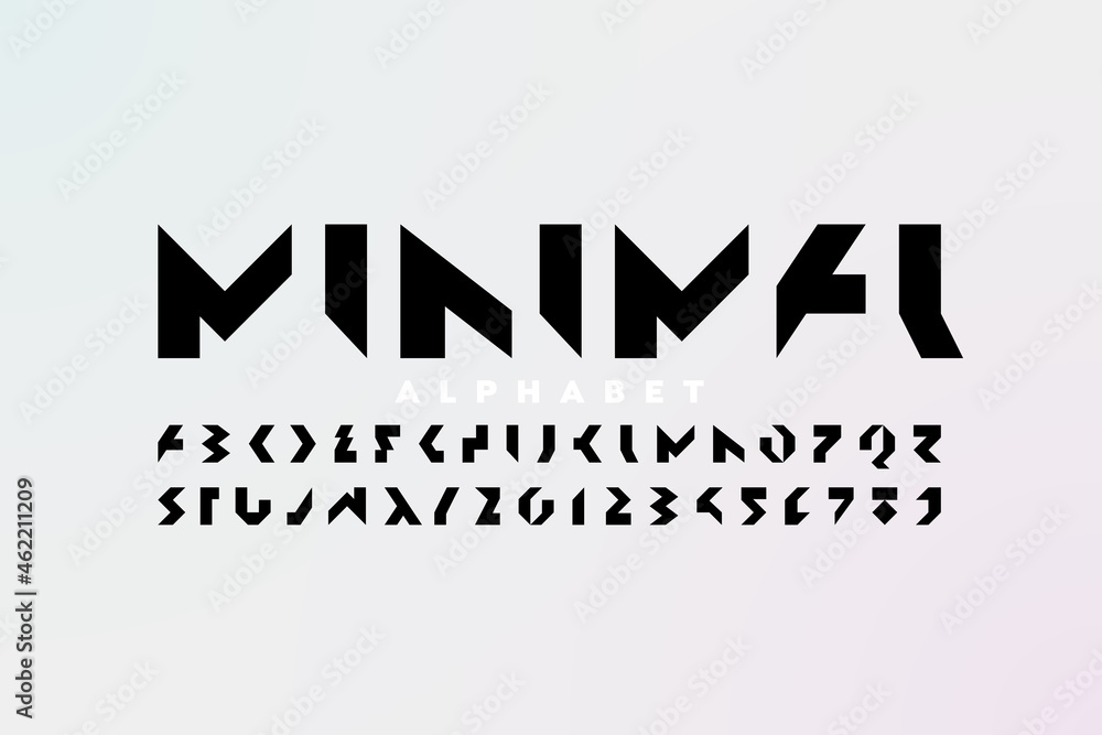 Minimal style font design, alphabet letters and numbers vector ...