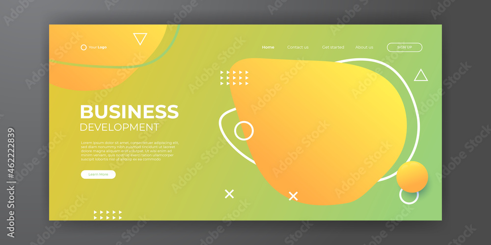 Website template design and landing page line dynamic shapes blue ...