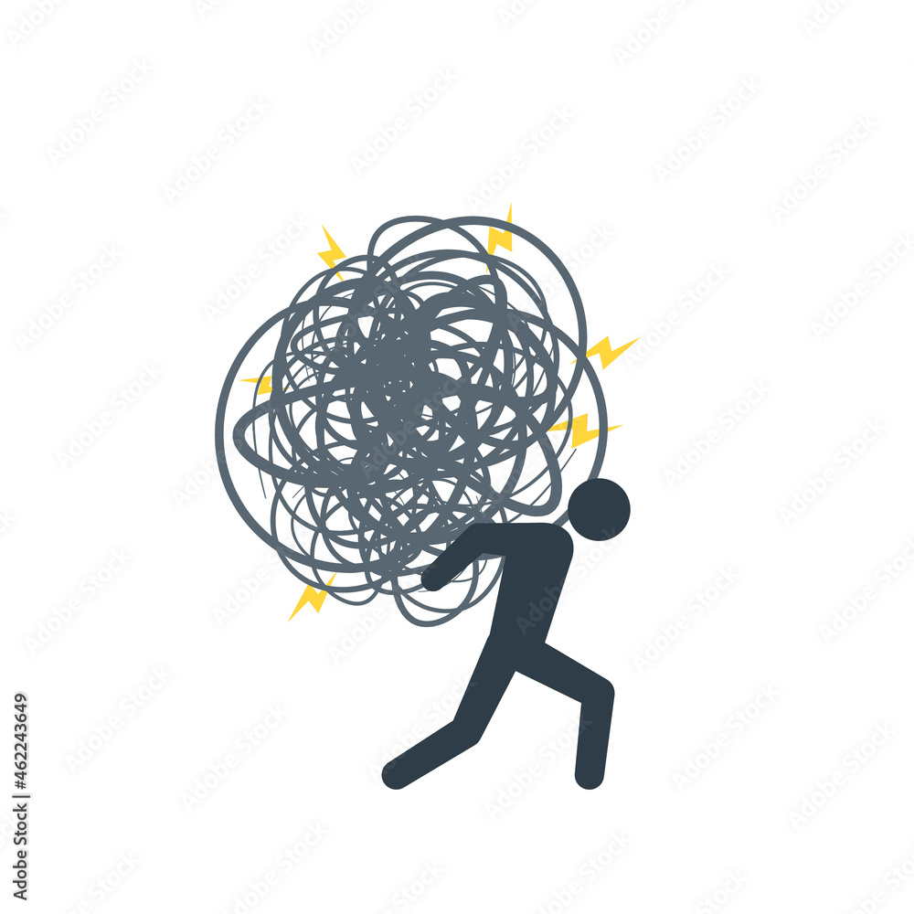 Stickman figure stress burden icon. Clipart image isolated on white ...
