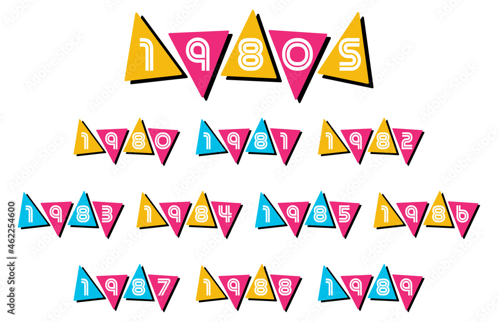 1980s Year Labels | Retro New Wave Graphics for Reunions and Parties ...