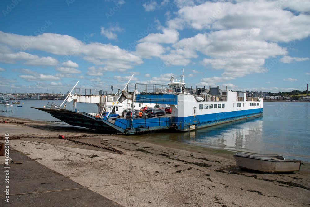 Torpoint, Cornwall, England, UK. 2021. Chain roro ferry departing ...