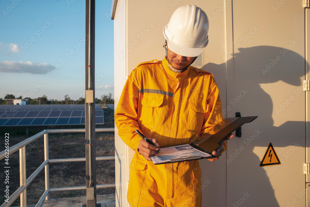 Male Electricity Engineer inspect and maintenance electric power system ...