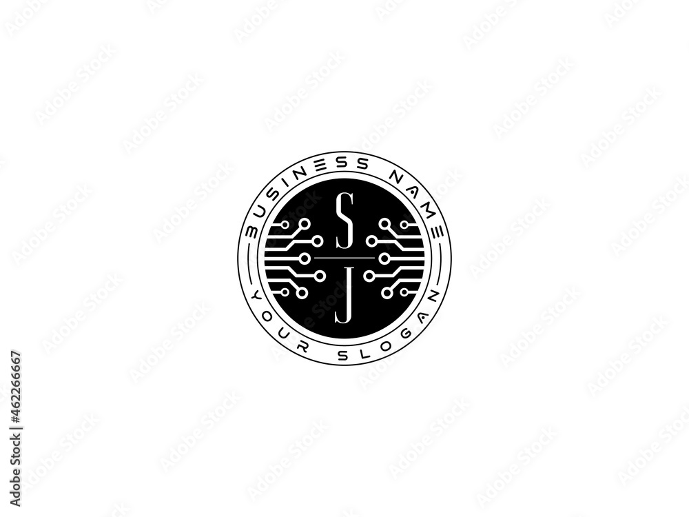 letter SJ technology logo, Letter sj Pixel technology logo design ...