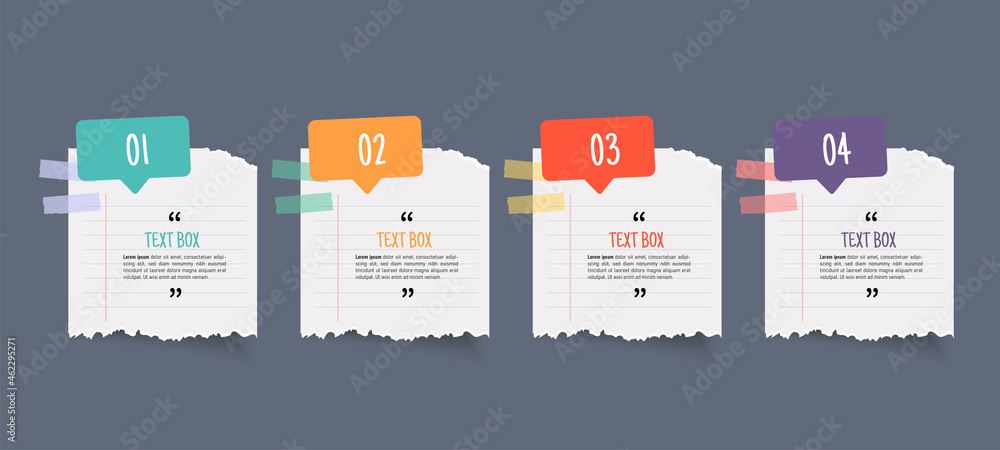 Text box design with note papers. Stock Vector | Adobe Stock