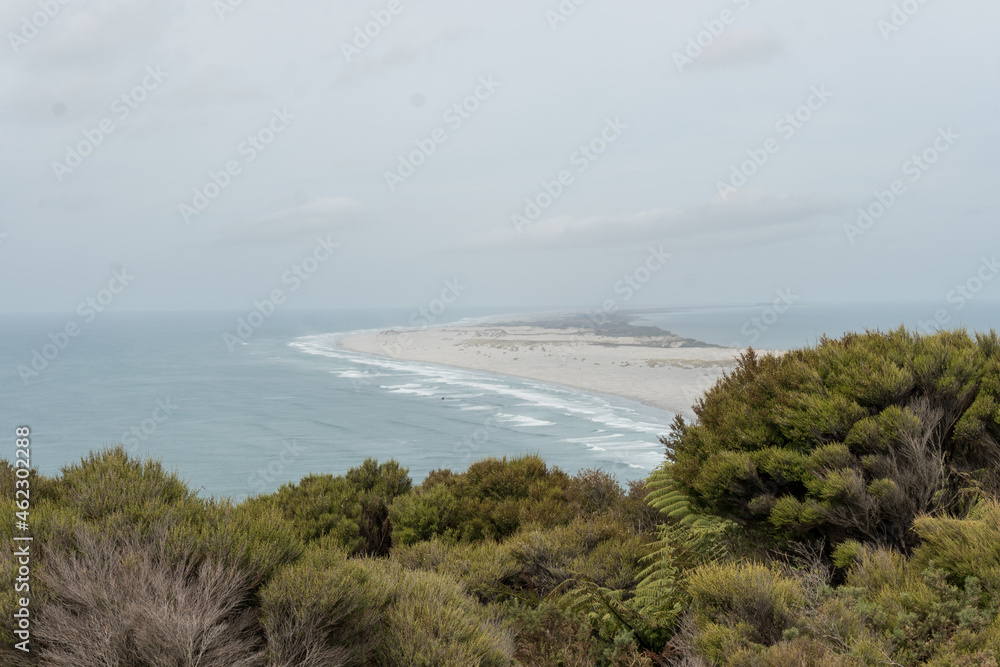 Farewell Spit, New Zealand longest sandspit, seen from the Pillar Point ...