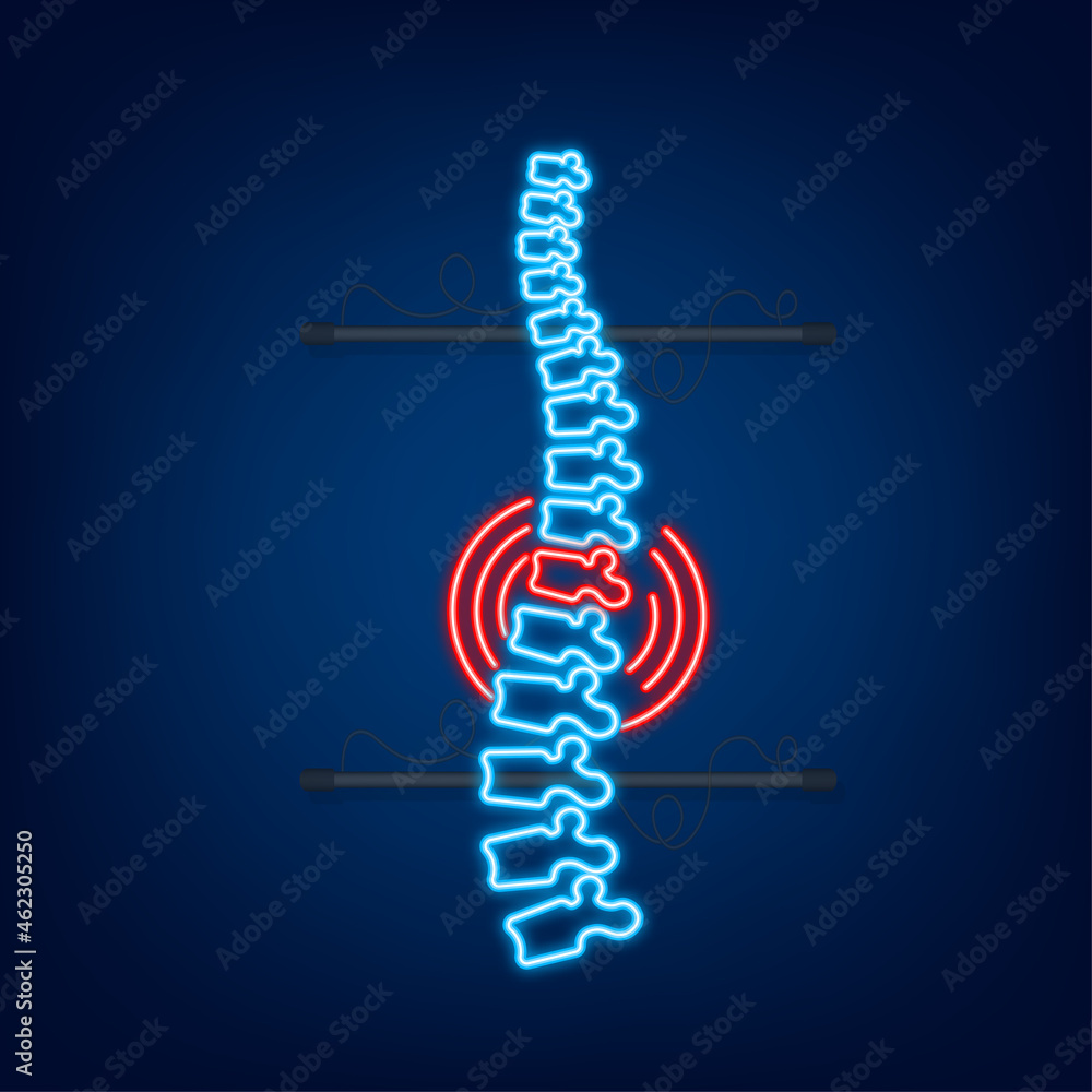 Neon Spine human graphic icon. Human anatomy. Vector stock illustration ...