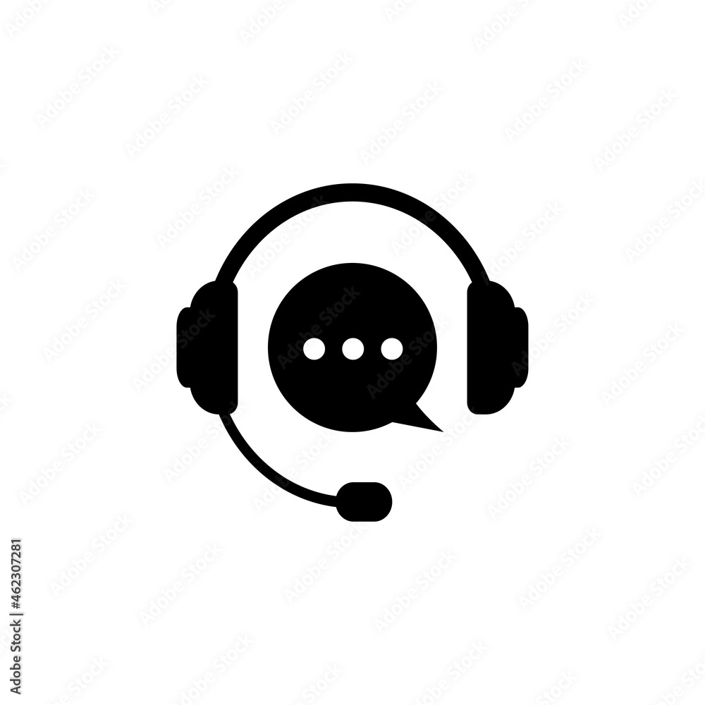 Support icon. Hotline support service with headphones vector icon Stock ...
