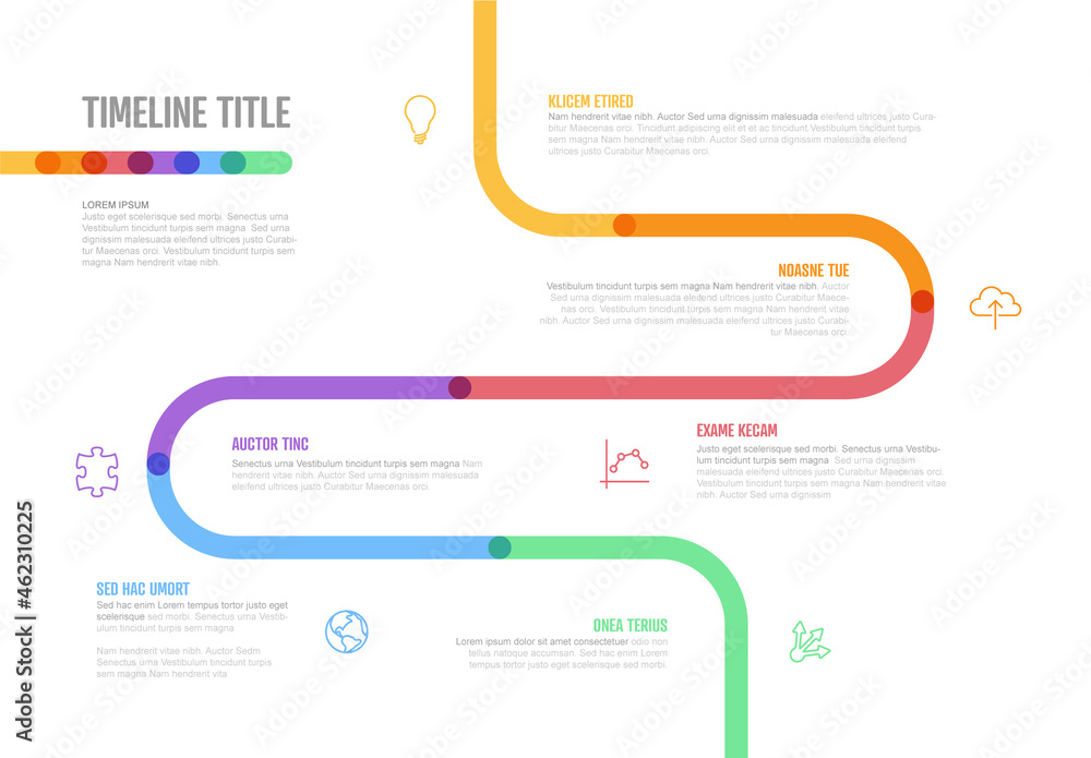 Infographic Company Milestones Curved Thick Line Timeline Layout Stock ...