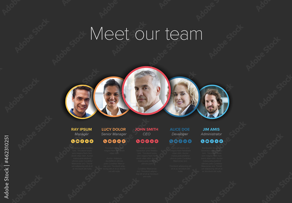 Meet Our Company Team Modern Presentation Layout Stock Template | Adobe ...