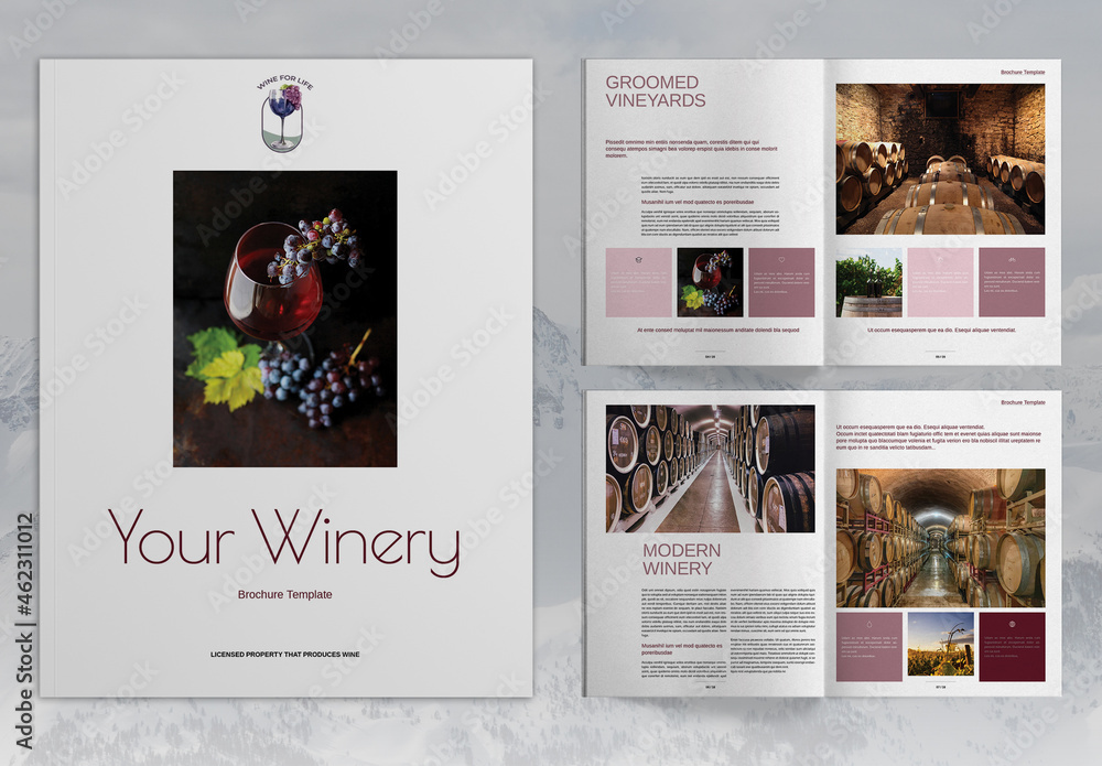 Winery Brochure Layout Stock Template | Adobe Stock