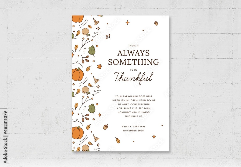 Minimal Thanksgiving Greetings Card Flyer Printable Stock Template ...