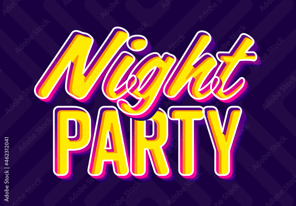 Night Party Simple Glowing Text Effect Stock Template | Adobe Stock