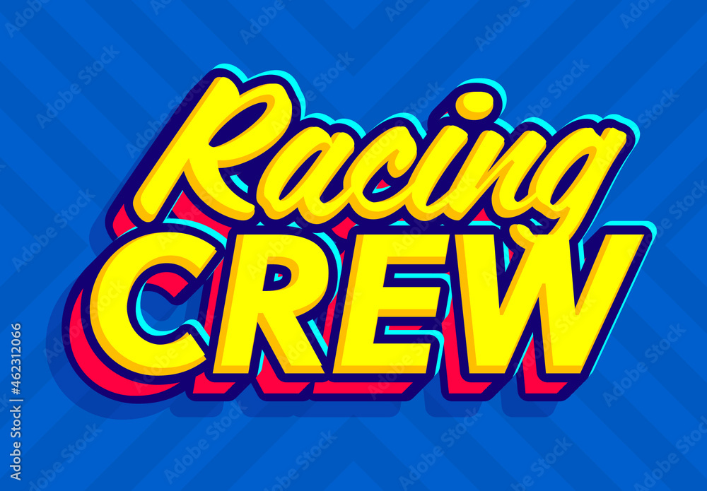 Racing Crew Cool Pop Text Effect Stock Template | Adobe Stock